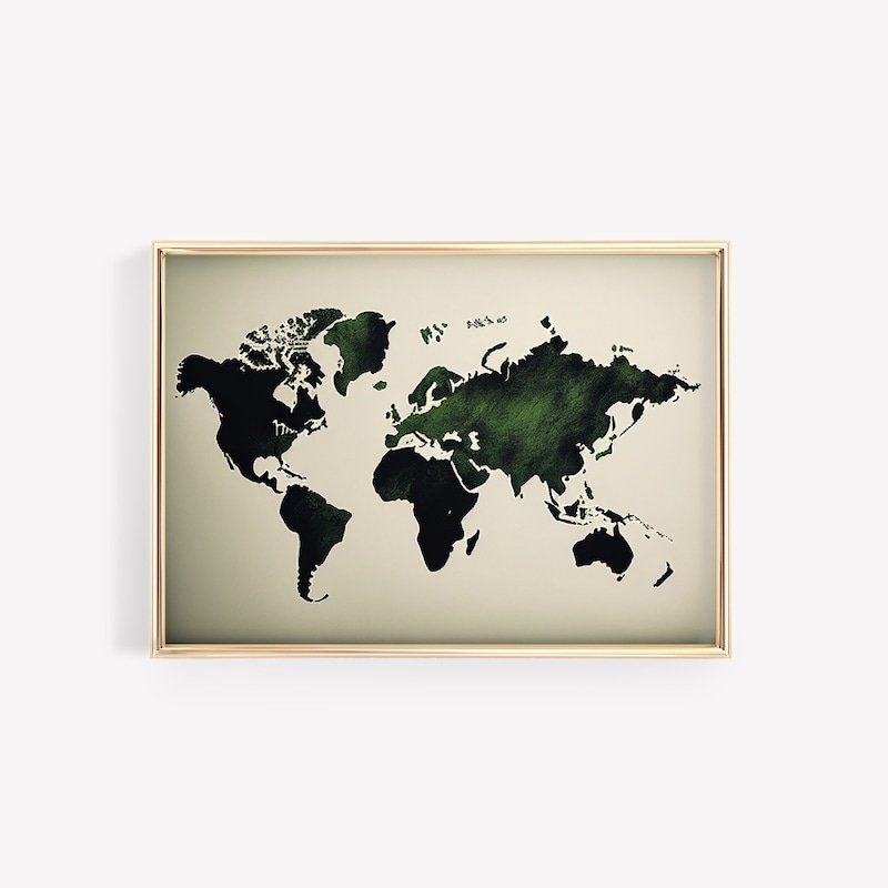 Green World Map - Etsy