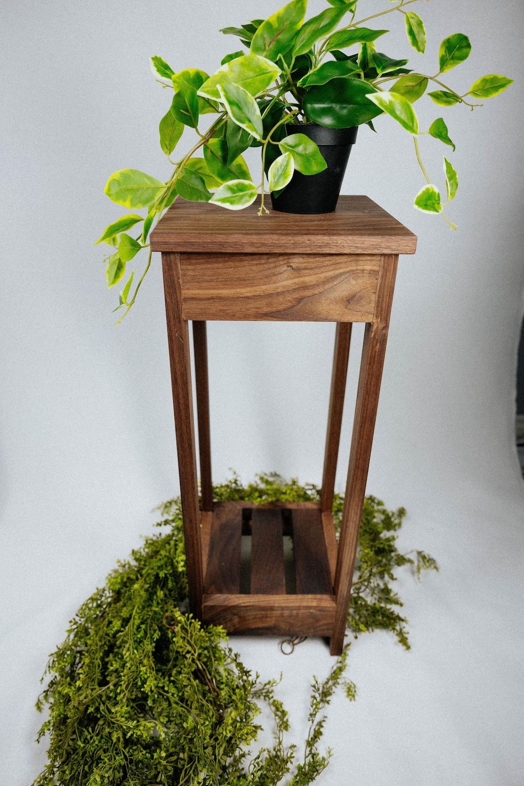 Handmade Walnut Plant Stand Indoor Wooden Plant Stand Mid Century ...