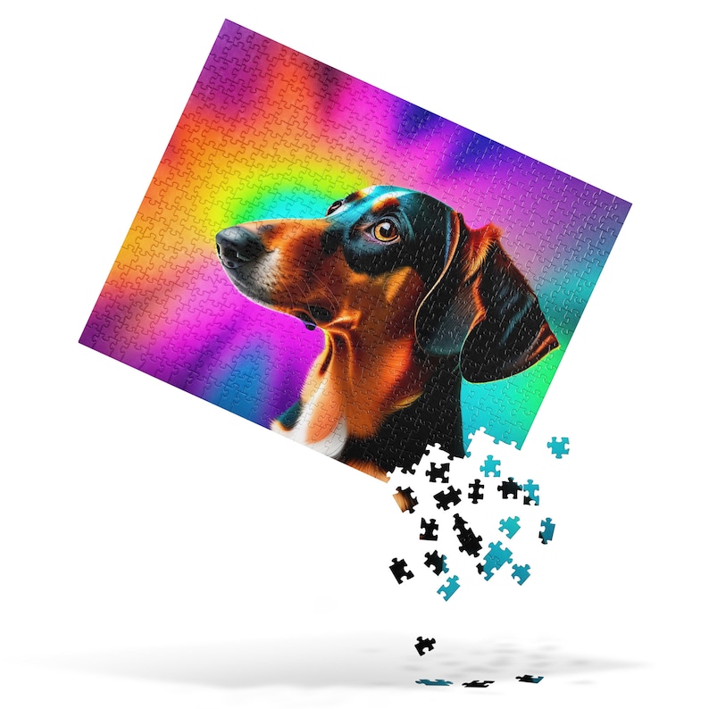Rare and Unique: Colorful Abstract Dachshund Jigsaw Puzzle - Etsy