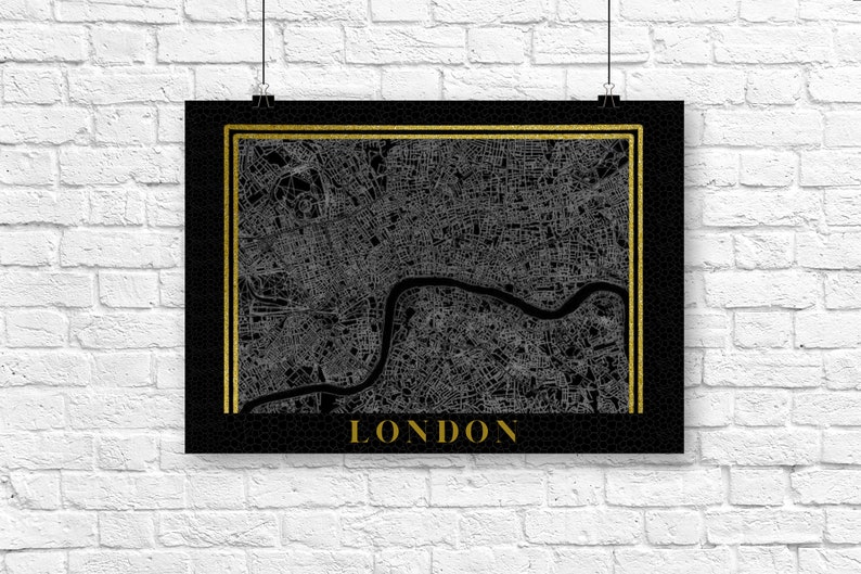 Map of London Landscape Lustre Art Print / Framed Prints Wall - Etsy