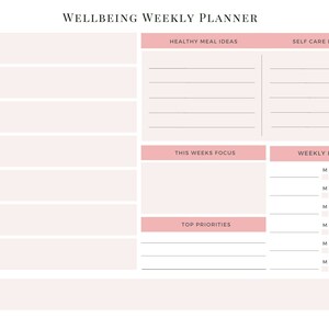 Wellbeing Weekly Planner - Etsy