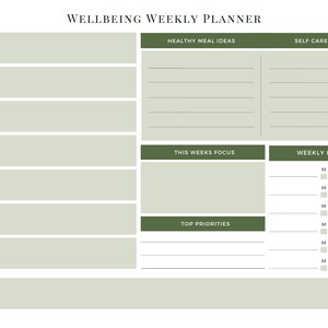 Wellbeing Weekly Planner - Etsy