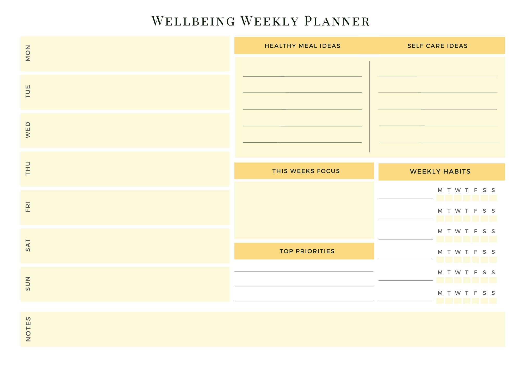 Wellbeing Weekly Planner - Etsy