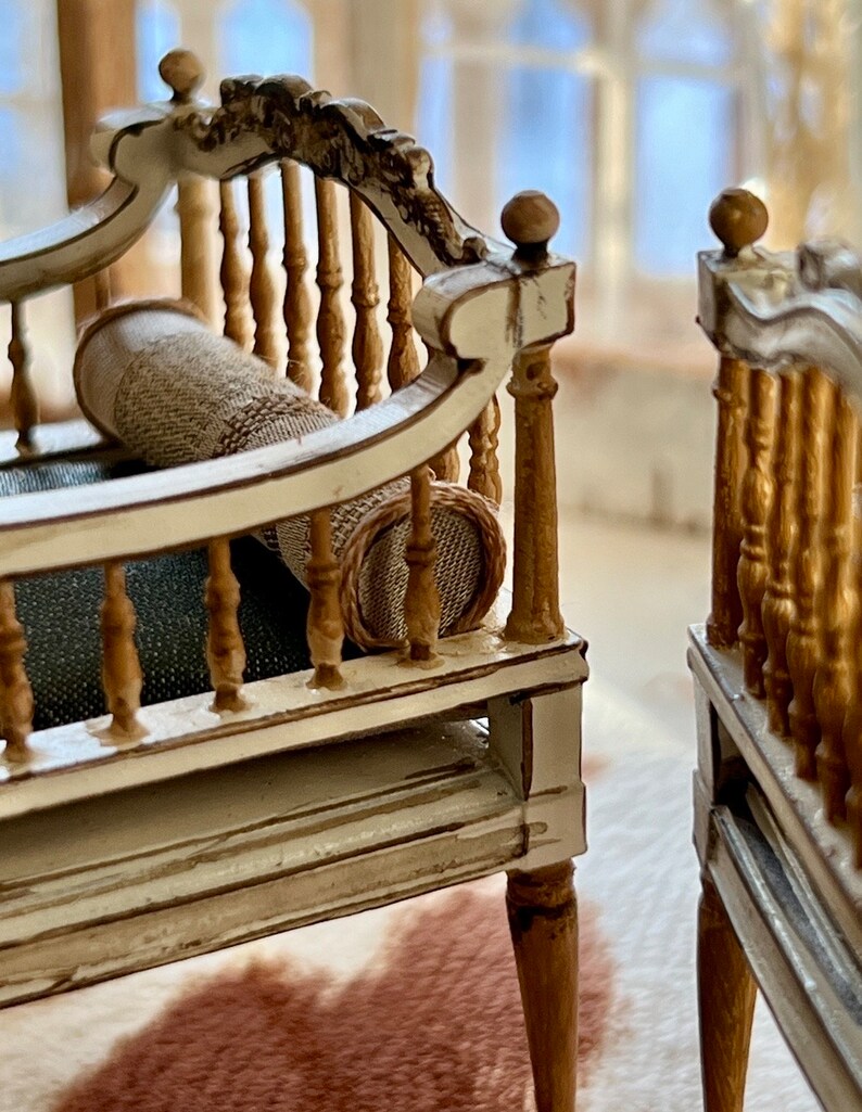 1:12 Miniature Scale Classic Spindle Chair Mini Brocante Sitting Wood ...