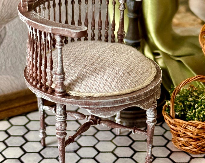 1:12 Miniature Scale Round Classic Spindle Chair | Mini Brocante ...