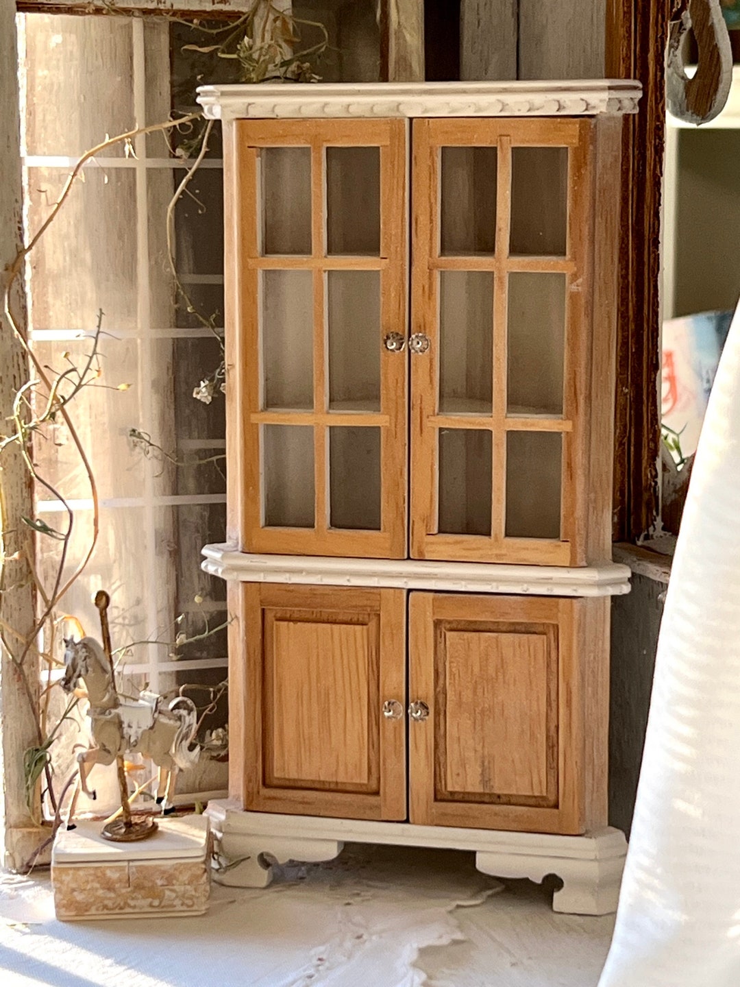 1:12 Miniature Shabby Chic Cabinet Angled Cupboard Mini - Etsy