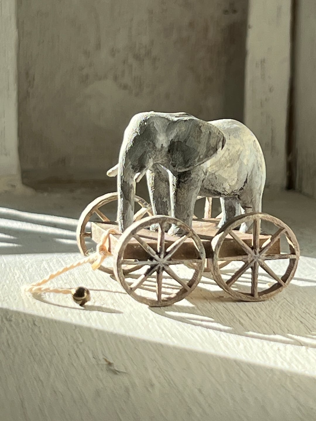 1:12 Miniature Elephant Pull Toy | Mini Children’s Nursery Display Item ...