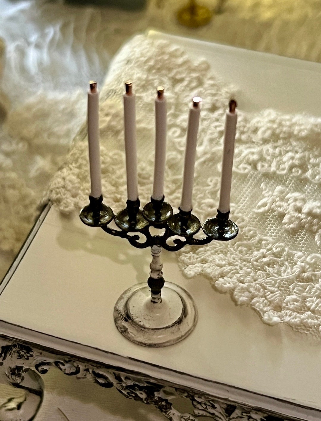 1:12 Miniature Candle Stick | Candelabra | Shabby Chic Decoration ...