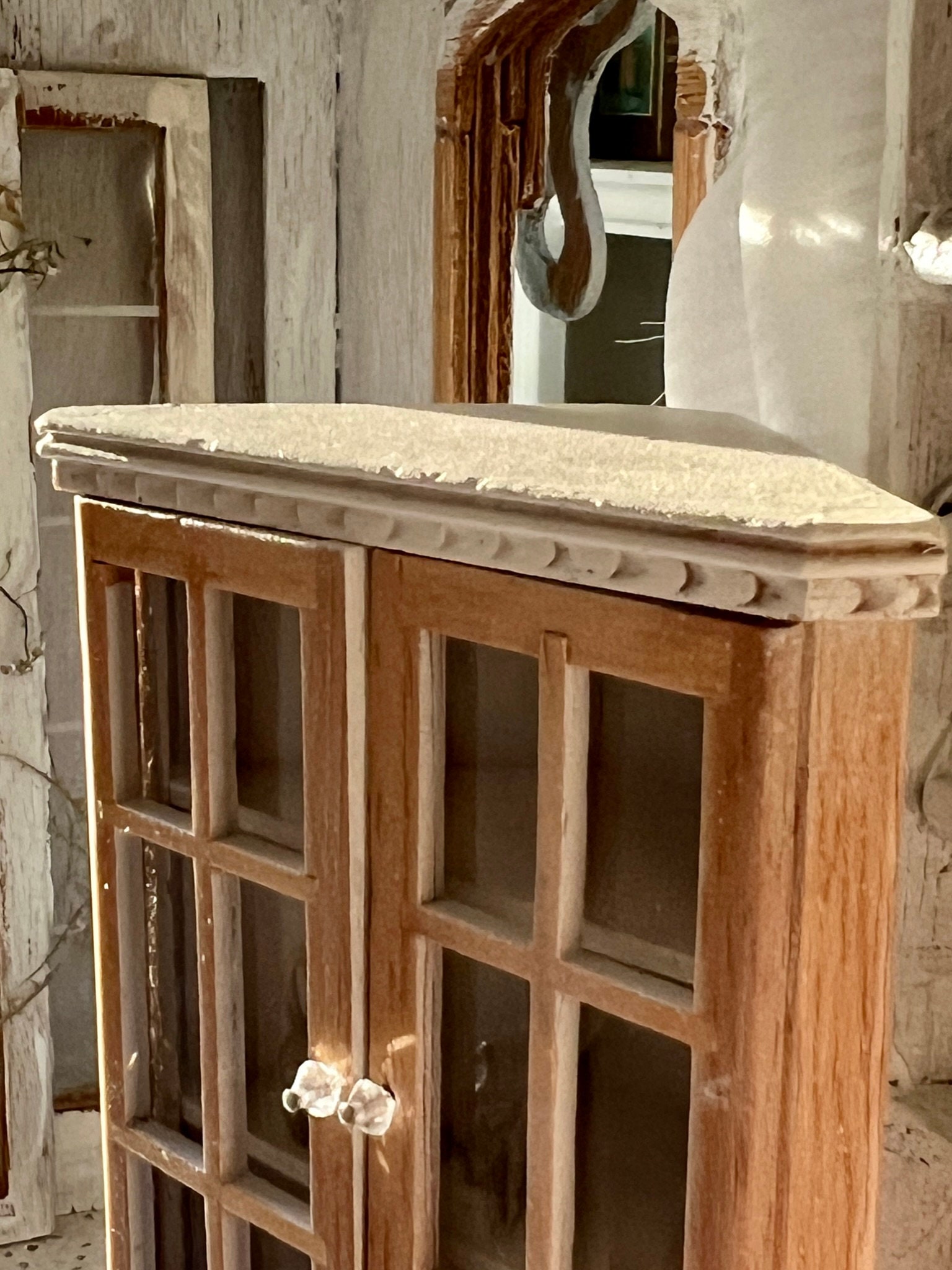1:12 Miniature Shabby Chic Cabinet Angled Cupboard Mini - Etsy