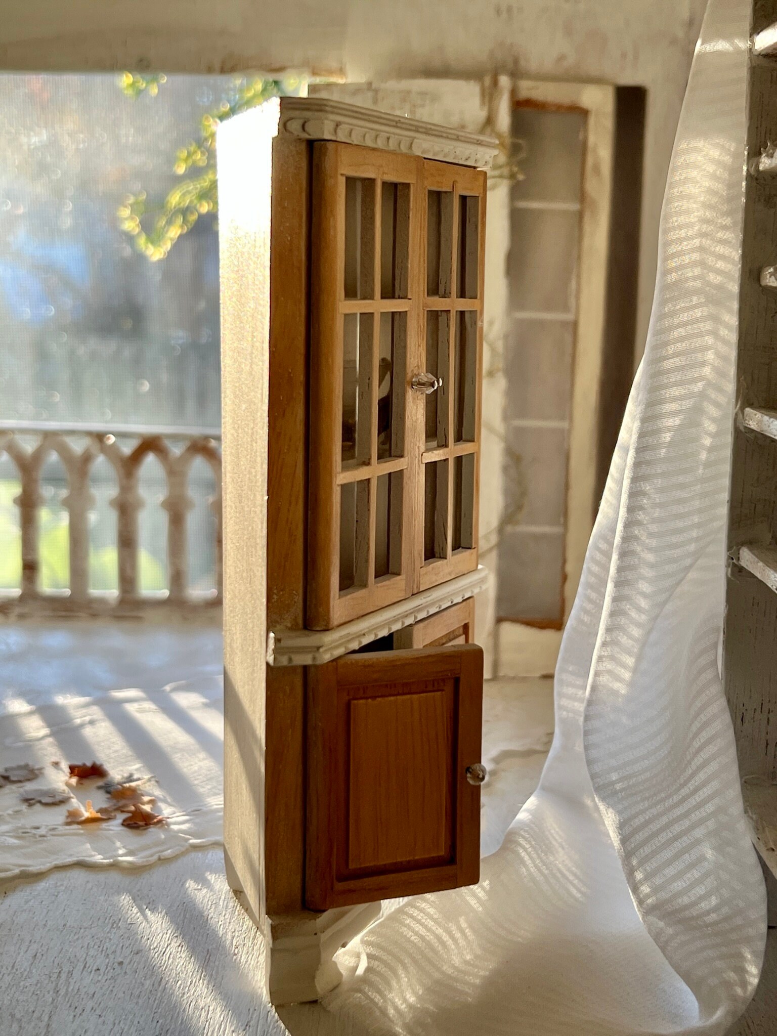 1:12 Miniature Shabby Chic Cabinet Angled Cupboard Mini - Etsy