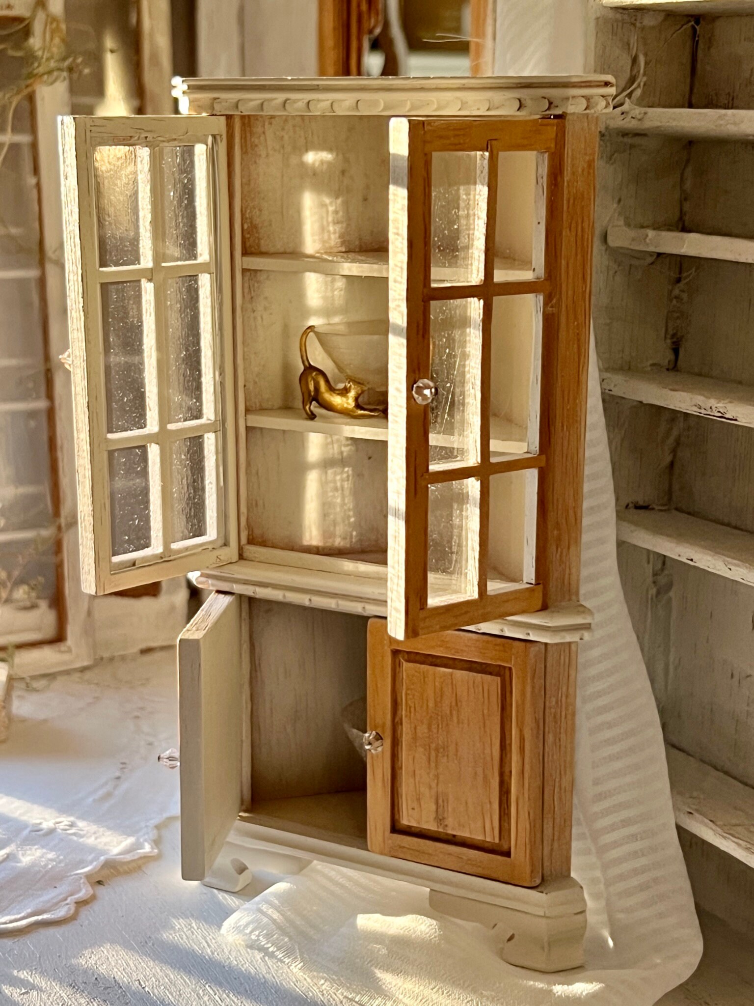 1:12 Miniature Shabby Chic Cabinet Angled Cupboard Mini - Etsy