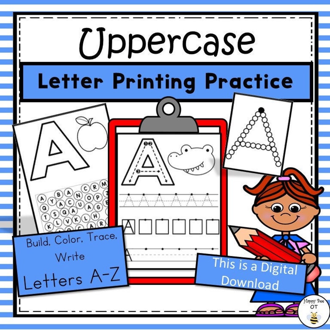 Uppercase Letter Build Color Trace Write Handwriting Packet - Etsy