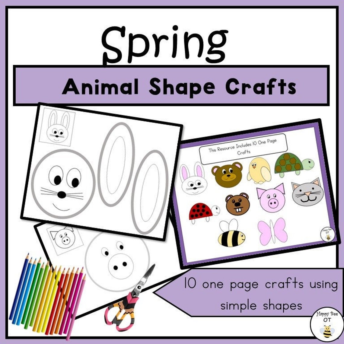Spring Color, Cut, and Paste Shape Animal Fine Motor Craft - Etsy