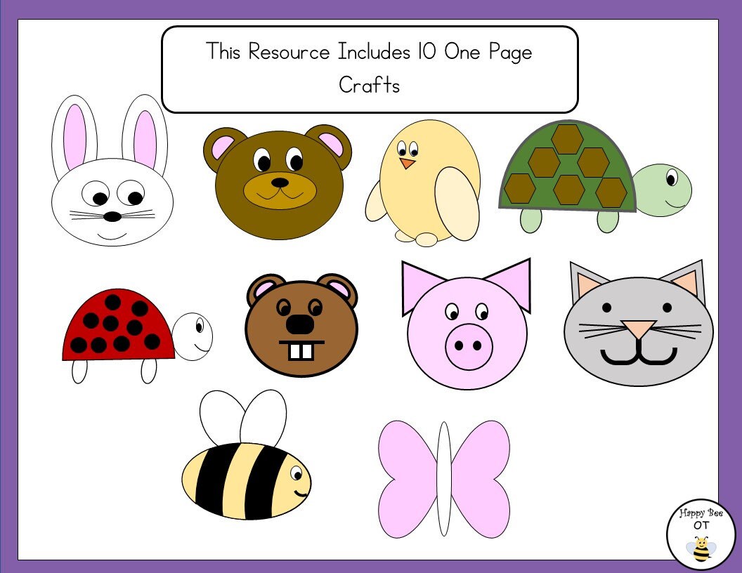 Spring Color, Cut, and Paste Shape Animal Fine Motor Craft - Etsy