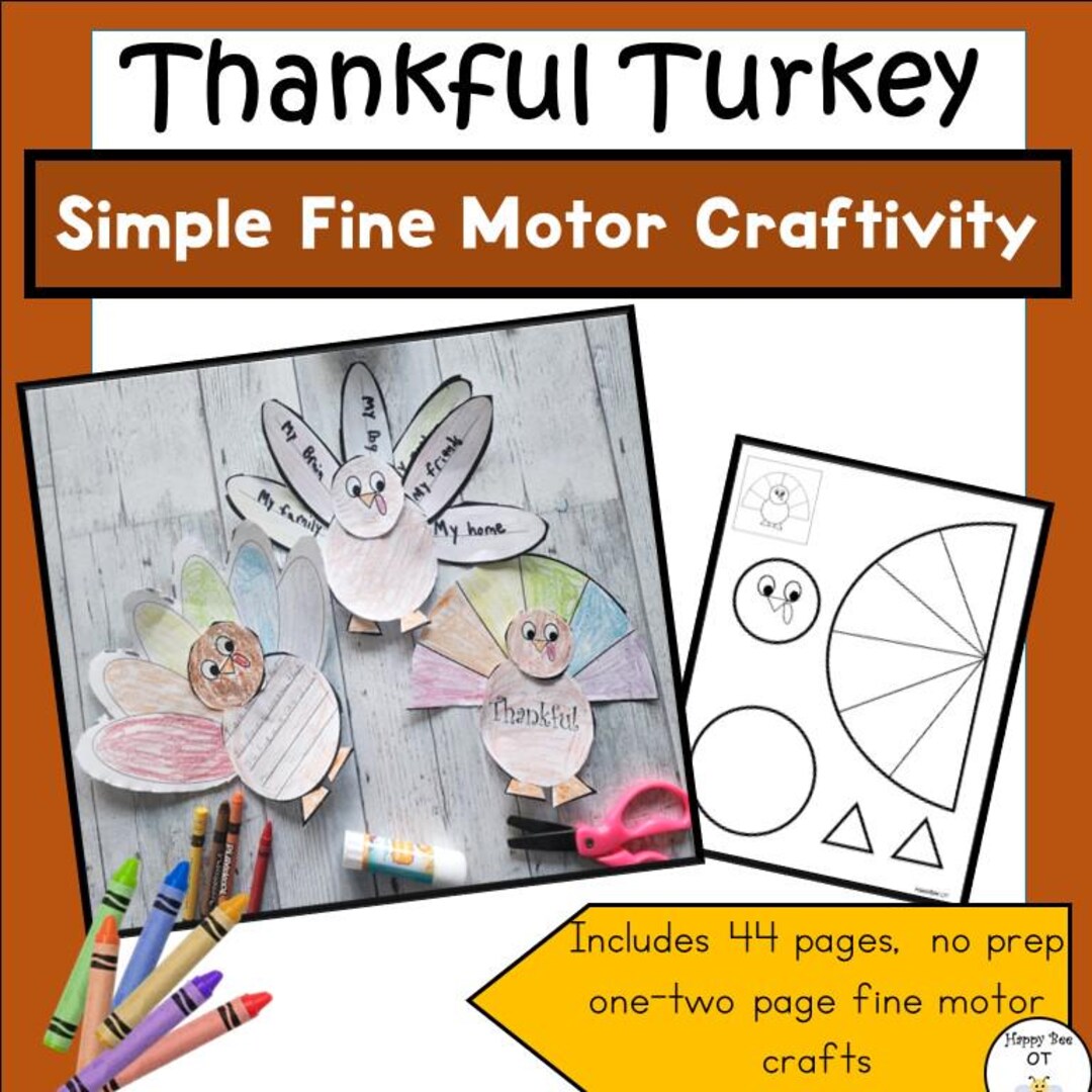 Thanksgiving Turkey Fine Motor Color Cut Paste and Write Craftivity OT ...