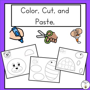 Spring Color, Cut, and Paste Shape Animal Fine Motor Craft - Etsy