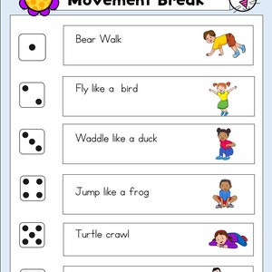 Spring Roll a Movement Break Game - Etsy