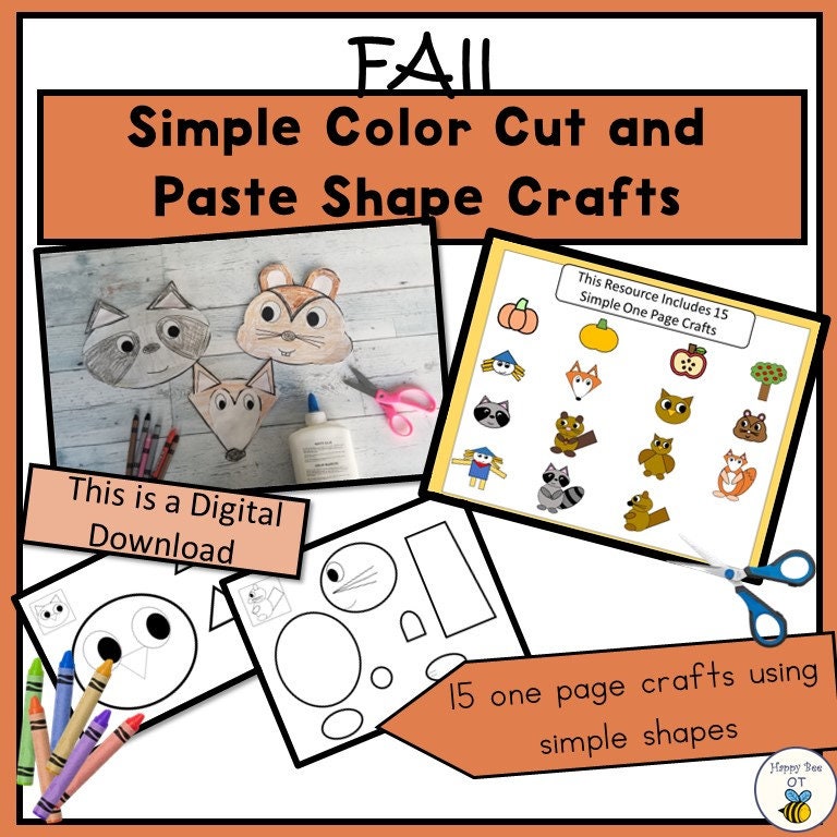 Fall 2D Simple Color Cut and Paste Fine Motor Shape Craft OT - Etsy