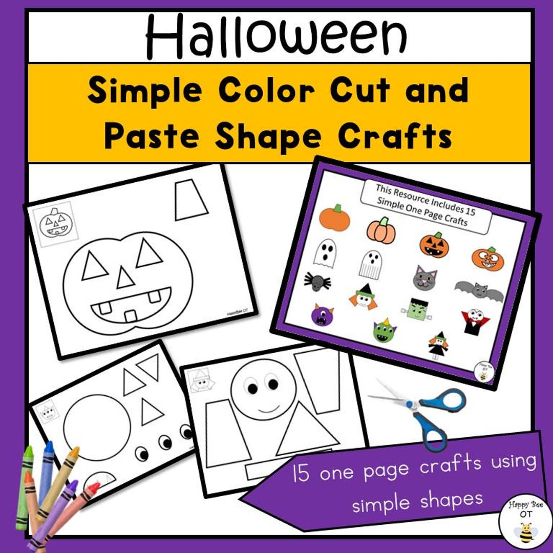 Halloween 2D Craftivity Simple Color Cut and Paste Fine Motor Shape ...