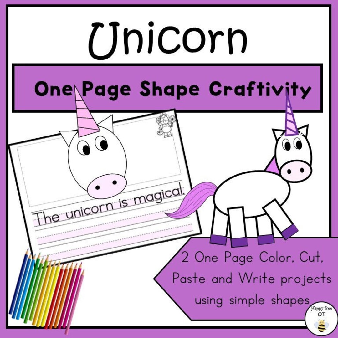 Unicorn Craftivity Fine Motor Color Cut Glue Craft and Write - Etsy