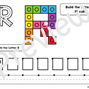 Counting Snap Cube Uppercase Letter Build and Write Printing Practice ...