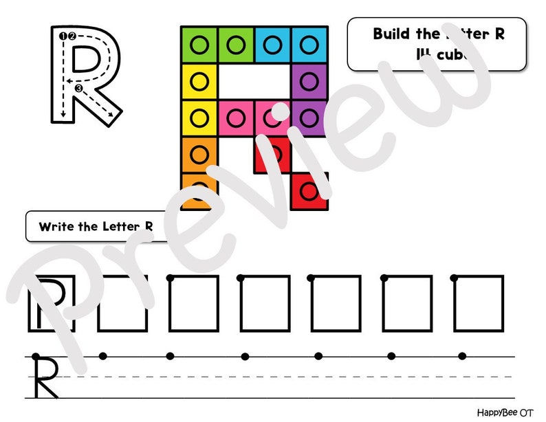 Counting Snap Cube Uppercase Letter Build and Write Printing Practice ...