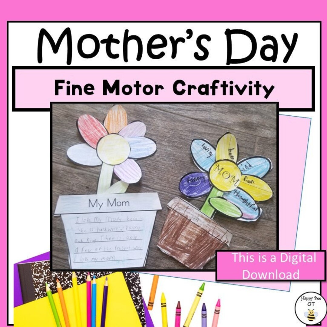 Mother's Day Fine Motor Flower Craft and Writing Activity - Etsy