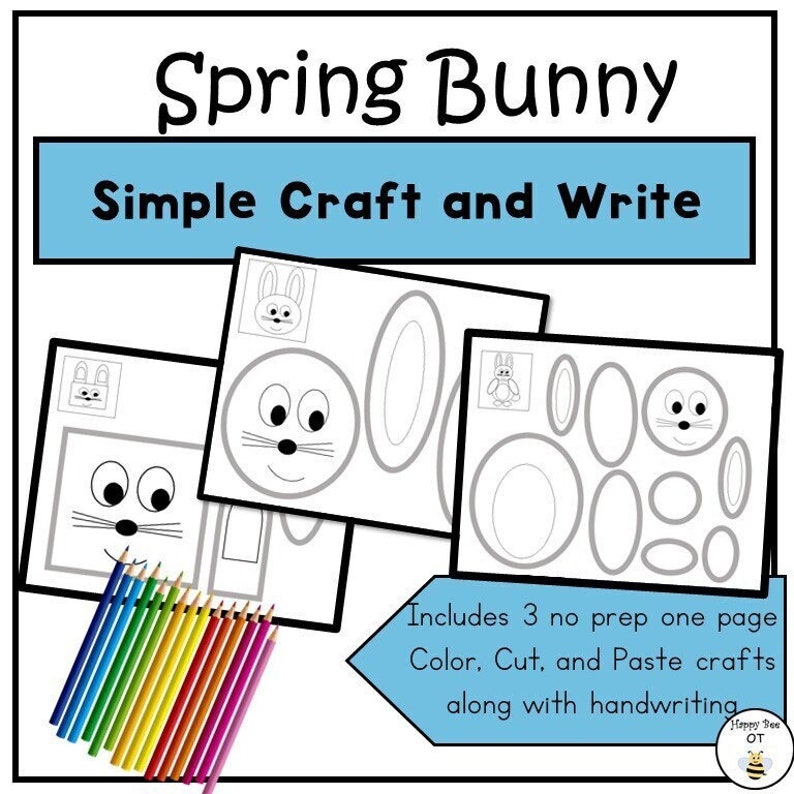Spring Bunny Fine Motor Craftivity- Color, Cut, Paste, Write - Etsy