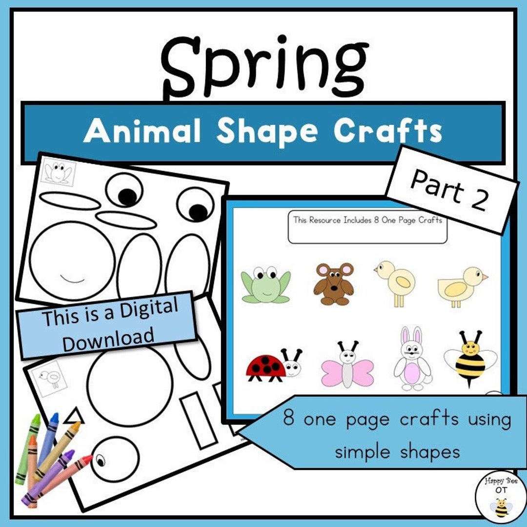 Spring Shape Animal Color Cut Paste Fine Motor Craft Part 2 - Etsy