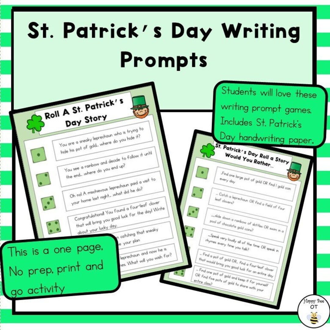 St Patricks Day Writing Prompt Dice Game Roll a Story and Would You ...