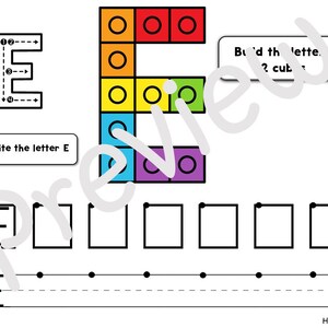 Counting Snap Cube Uppercase Letter Build and Write Printing Practice ...