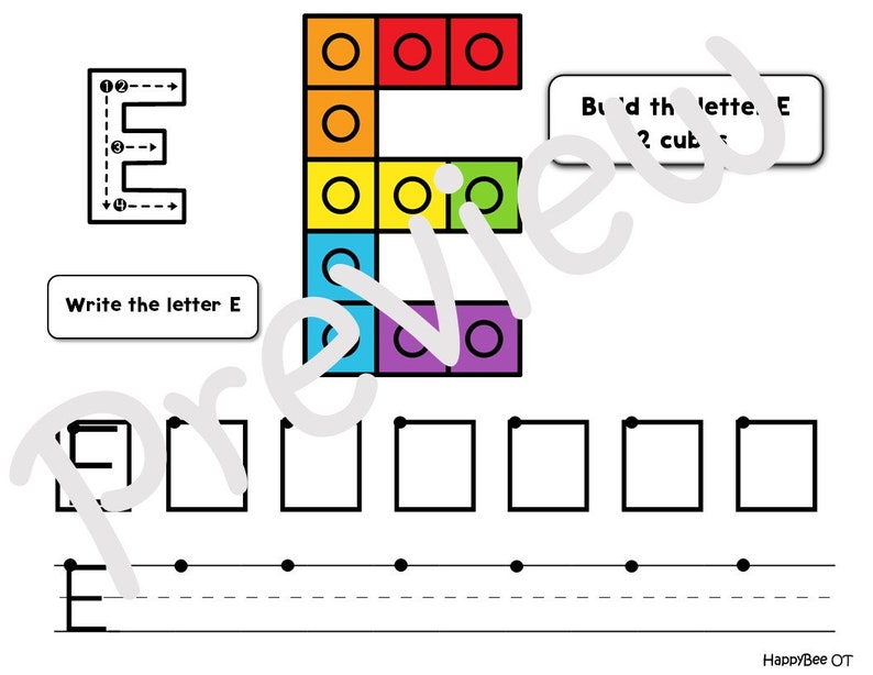 Counting Snap Cube Uppercase Letter Build and Write Printing Practice ...