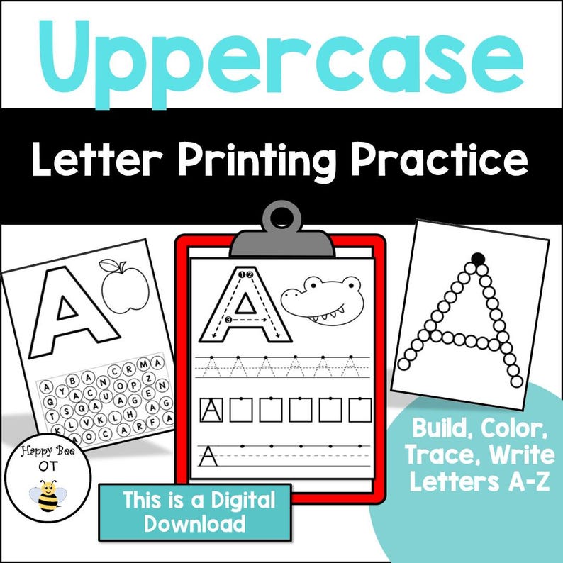 Uppercase Letter Worksheets Printable | Build Trace Write Alphabet ...