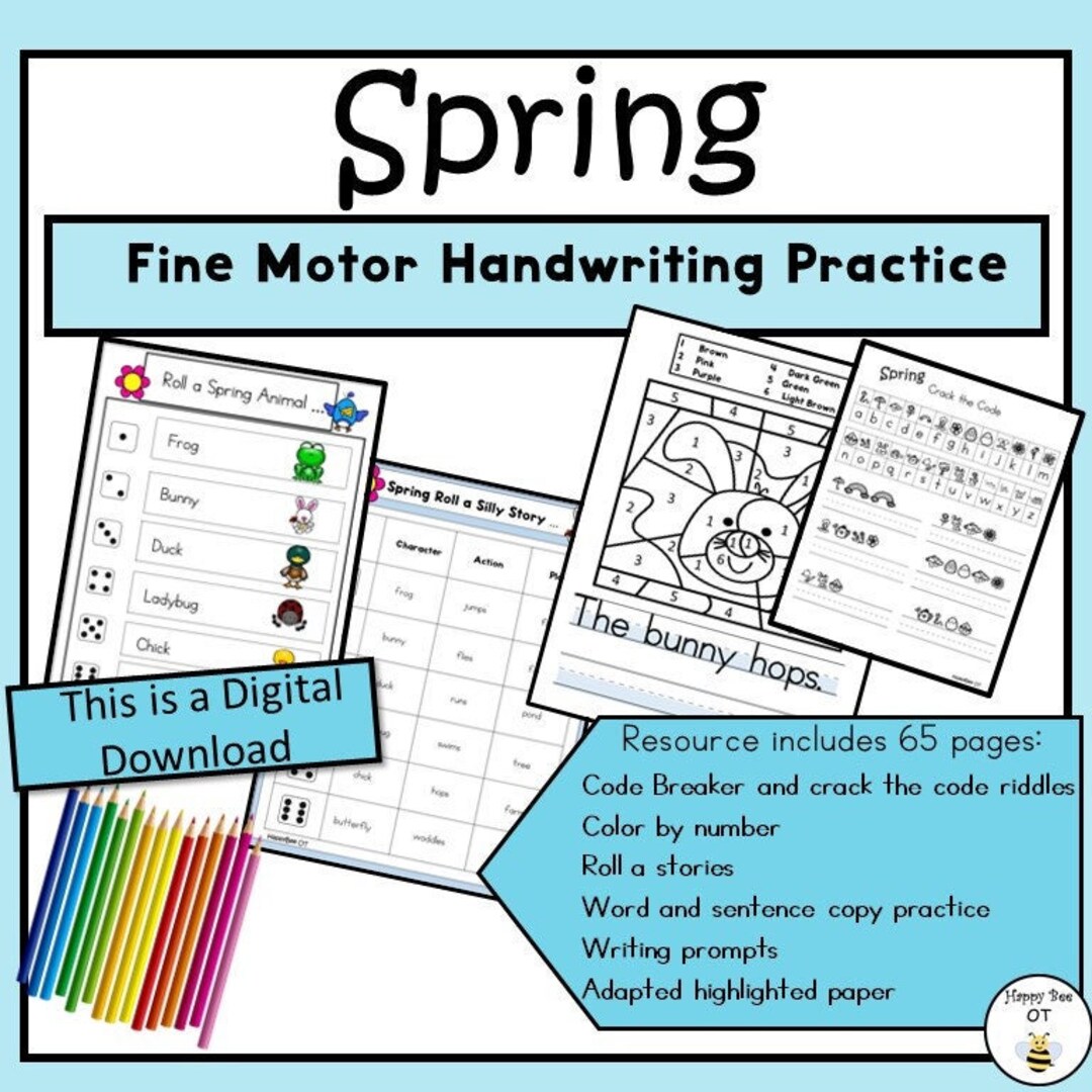 Spring Fine Motor Handwriting Word and Sentence Copy Practice and ...