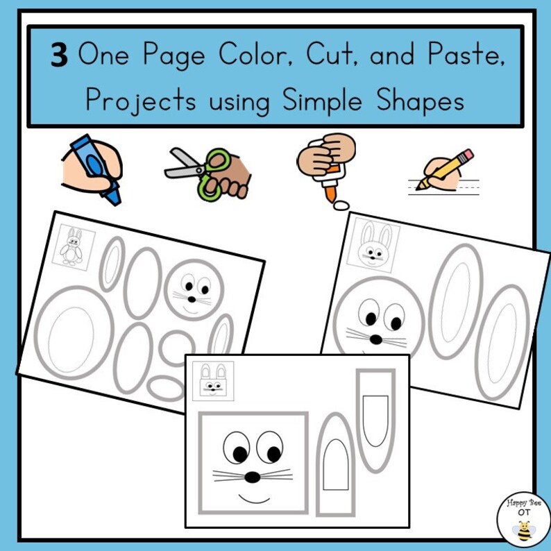 Spring Bunny Fine Motor Craftivity- Color, Cut, Paste, Write - Etsy