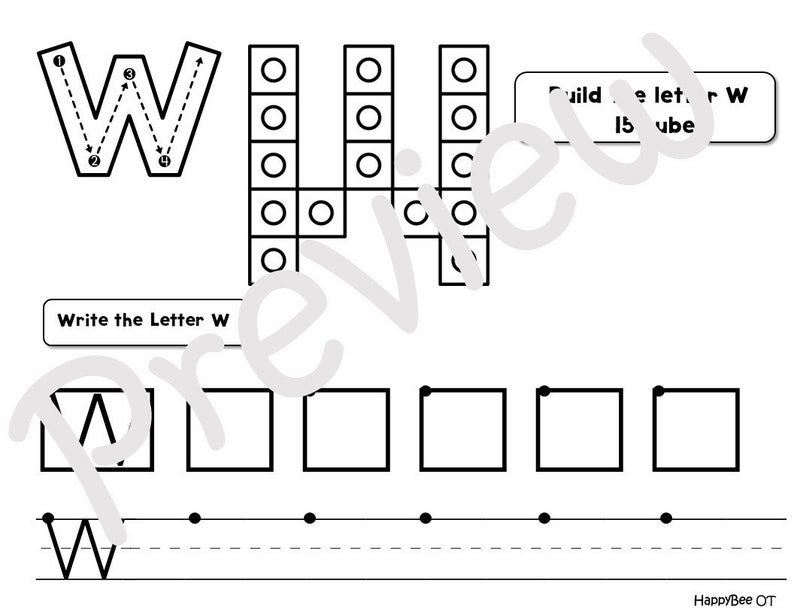 Counting Snap Cube Uppercase Letter Build and Write Printing Practice ...