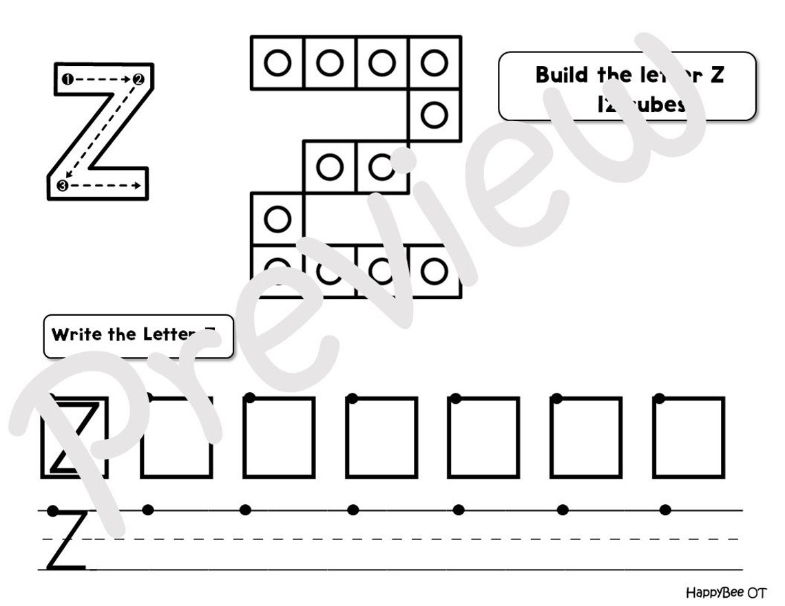Counting Snap Cube Uppercase Letter Build and Write Printing Practice ...