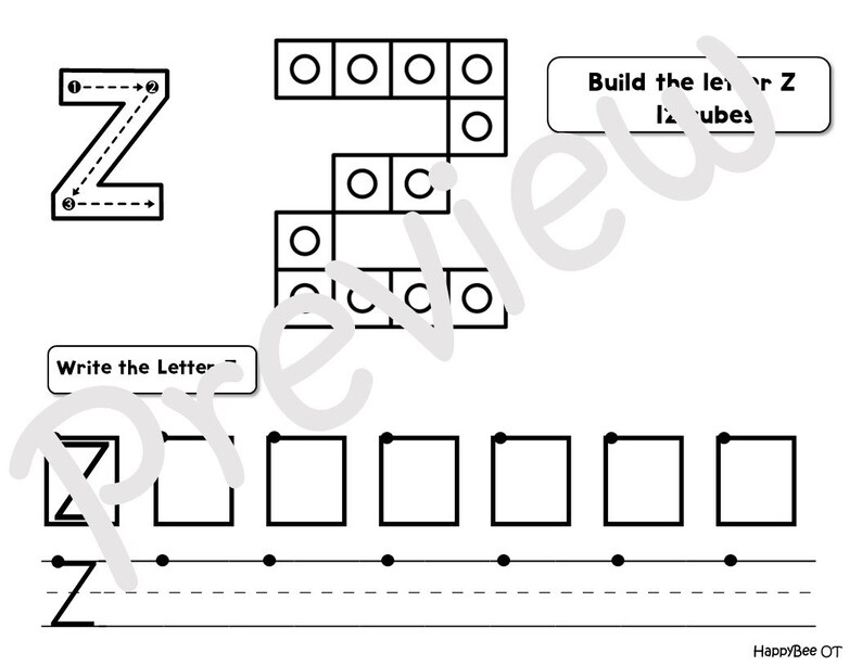 Counting Snap Cube Uppercase Letter Build and Write Printing Practice ...