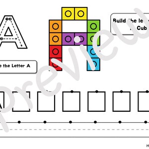 Counting Snap Cube Uppercase Letter Build and Write Printing Practice ...