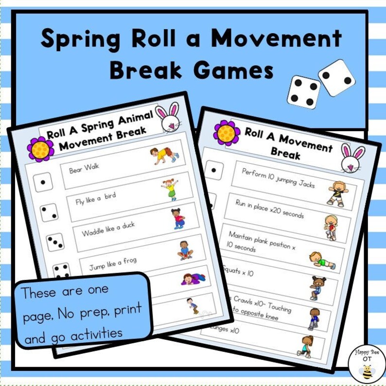 Spring Roll a Movement Break Game - Etsy