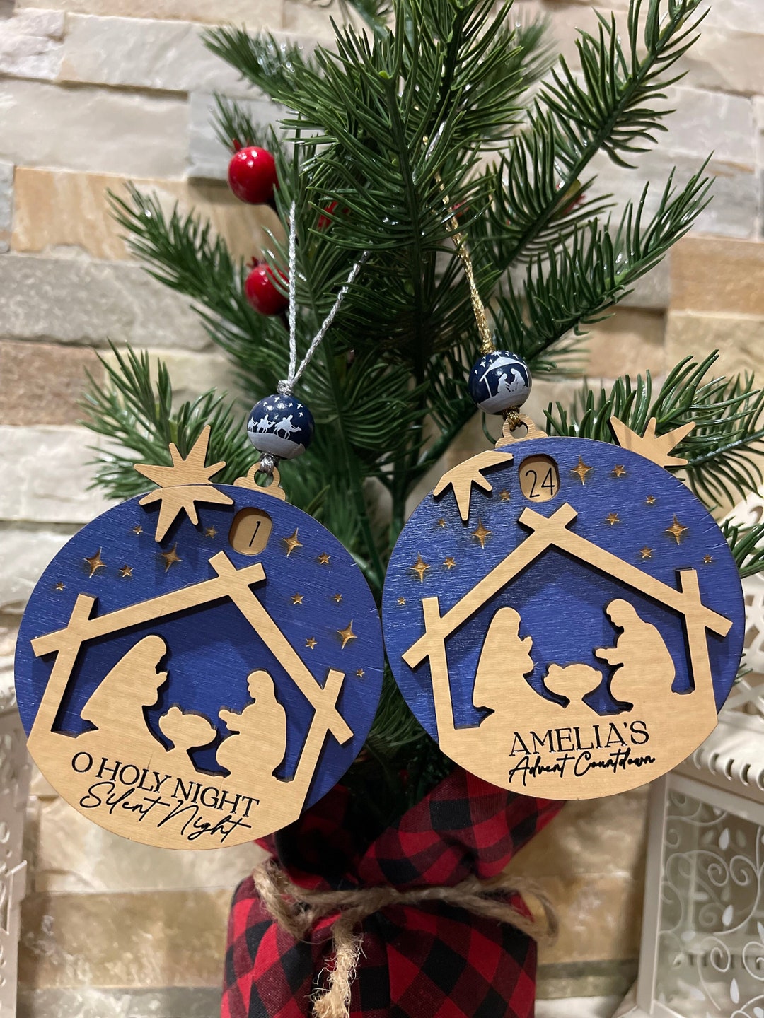 Personalized Advent Christmas Countdown Ornament Nativity - Etsy