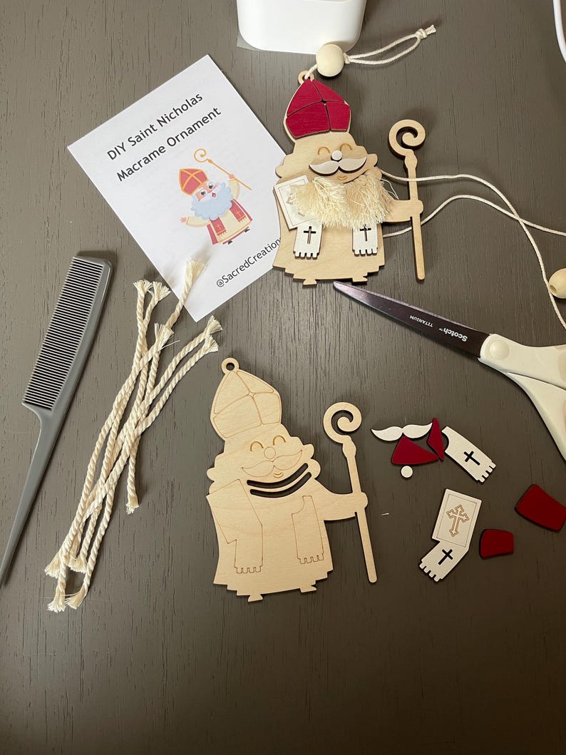 DIY Saint Nicholas Macrame Ornament Set Feast Dec 6 Chocolate Gold Coin ...