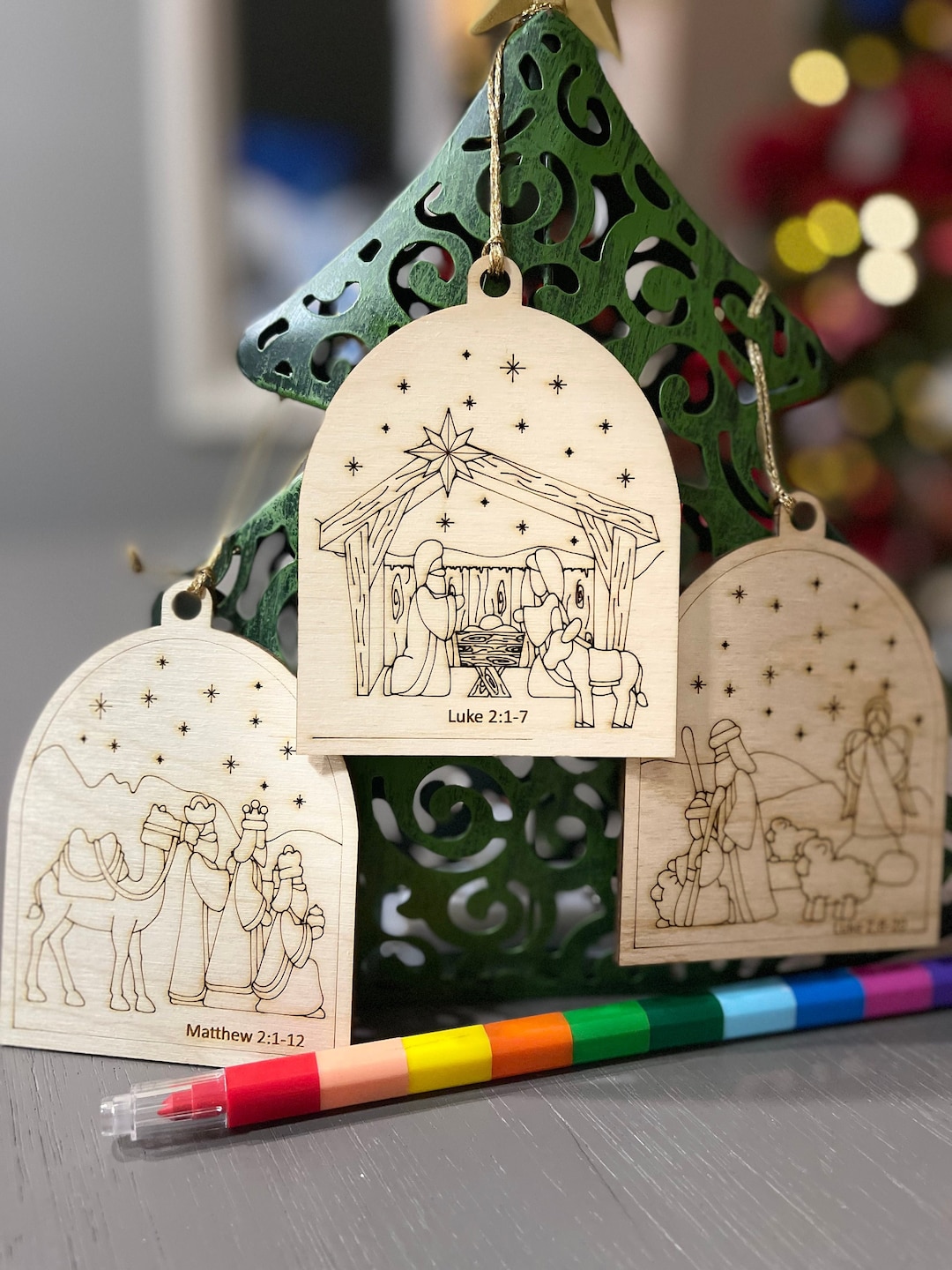 Color Your Own Nativity Christmas Ornament Set - Etsy