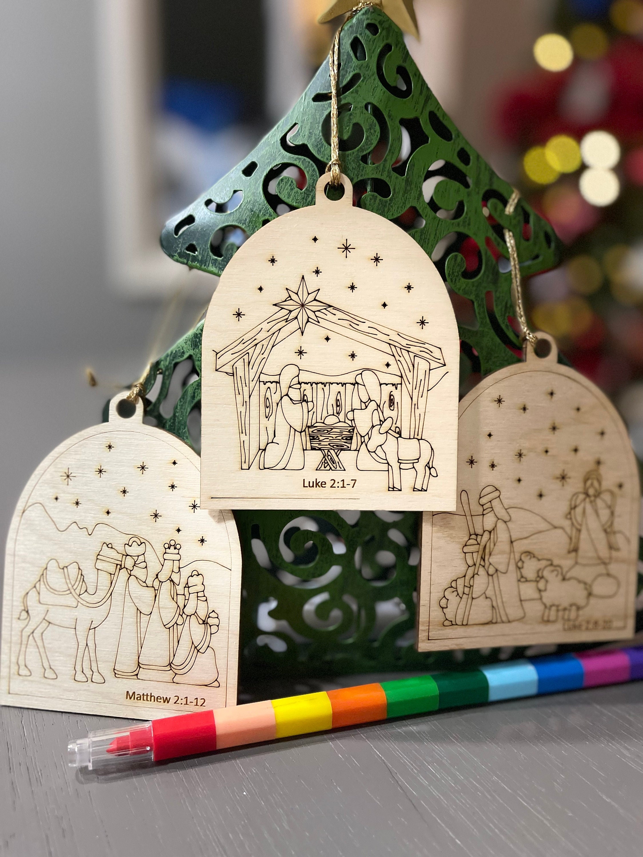 Color Your Own Nativity Christmas Ornament Set - Etsy