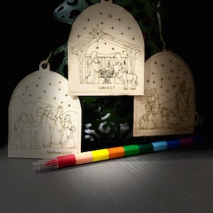 Color Your Own Nativity Christmas Ornament Set - Etsy