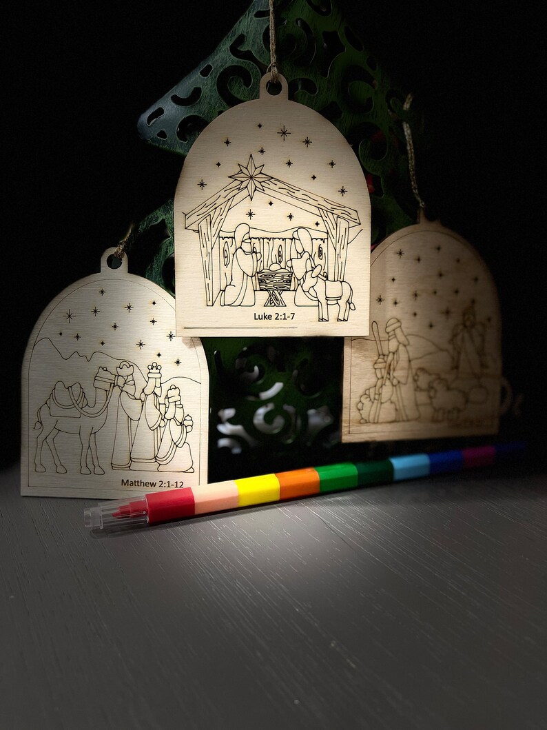 Color Your Own Nativity Christmas Ornament Set - Etsy