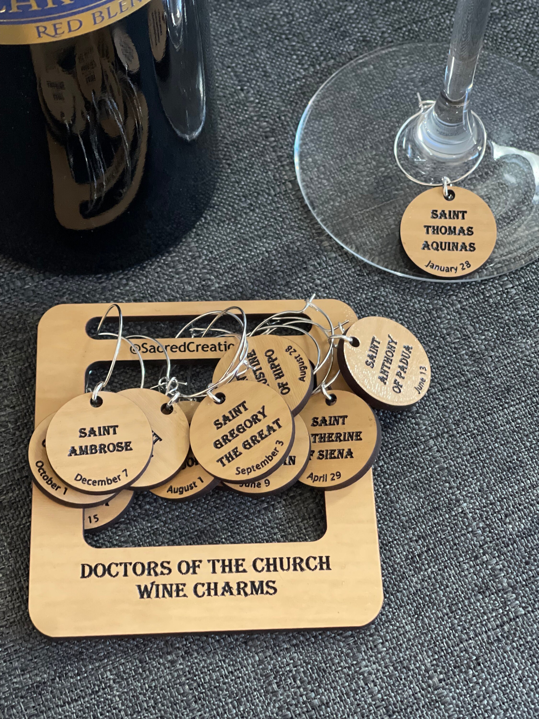 Catholic Saint Wine Charm Sets - Etsy
