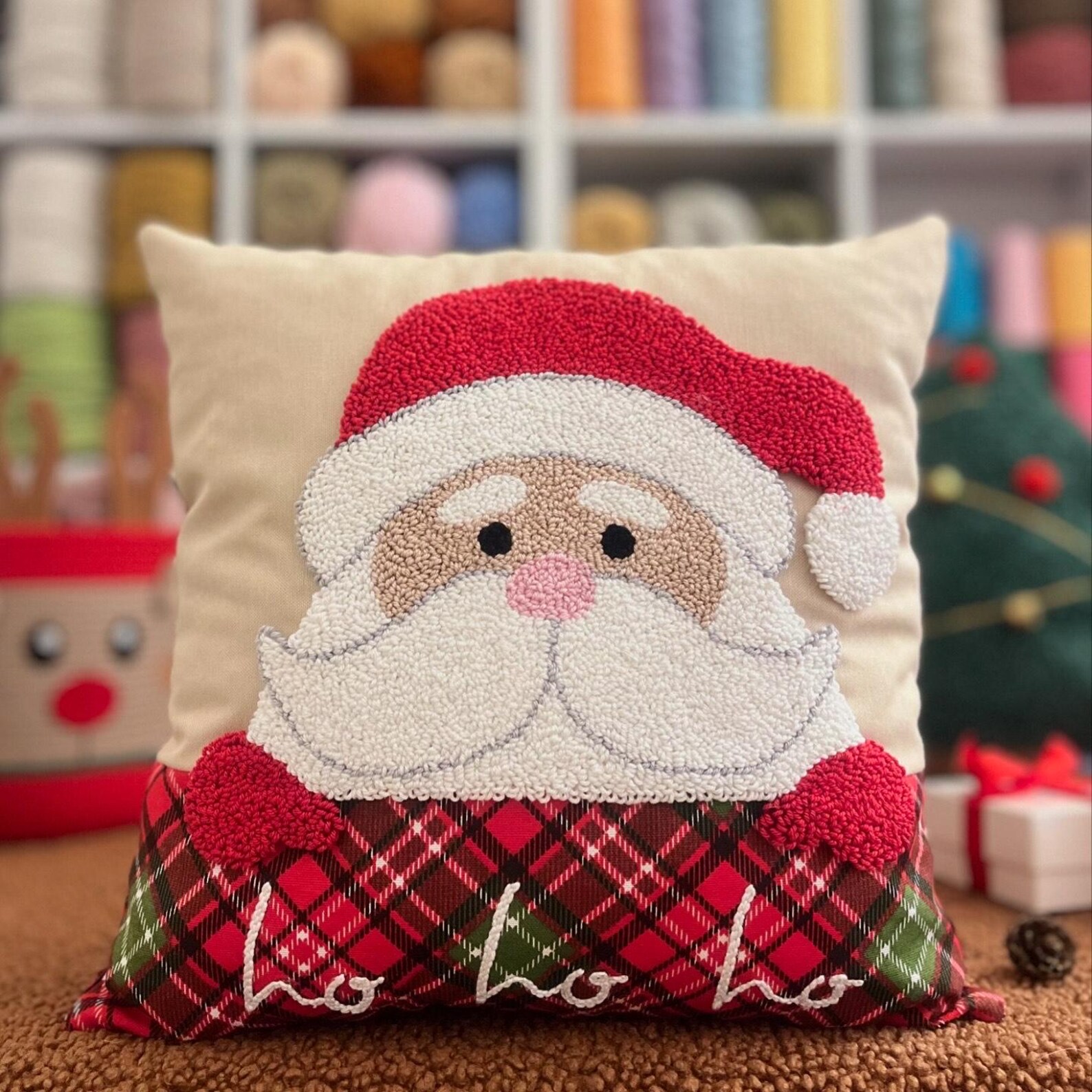 Handmade Santa Claus Punch Pillow Christmas Gift, Christmas Santa Claus ...