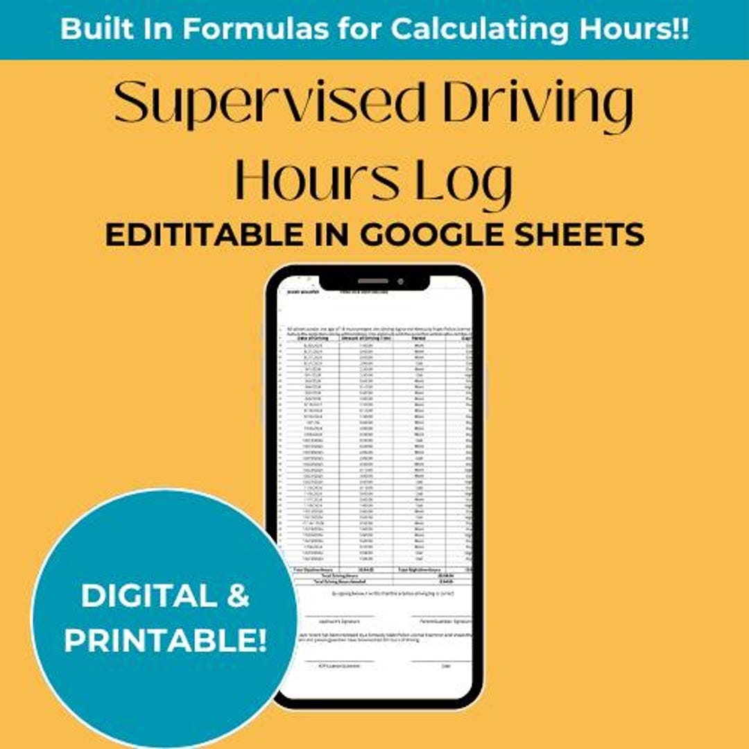 Supervised Driving Hours Log for Student Drivers in Training - Etsy