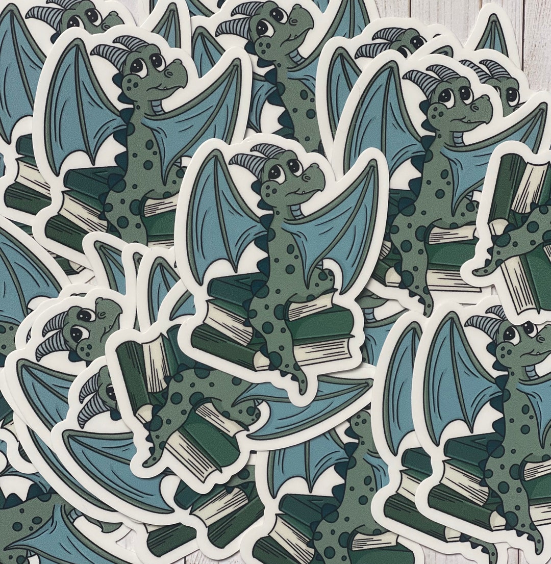 Cormac the Book Dragon Sticker Dragons Vinyl Sticker 2.5 Fantasy Dragon ...